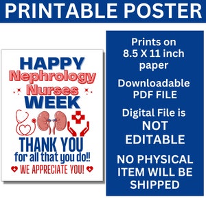 Nephrology Nurses Week Printable Poster Nephrology Nurses - Etsy
