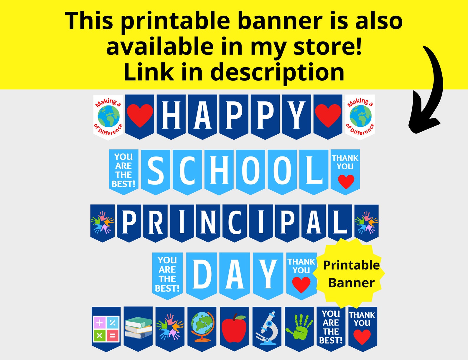 School Principal Day Printable Poster, School Principal Day Sign ...