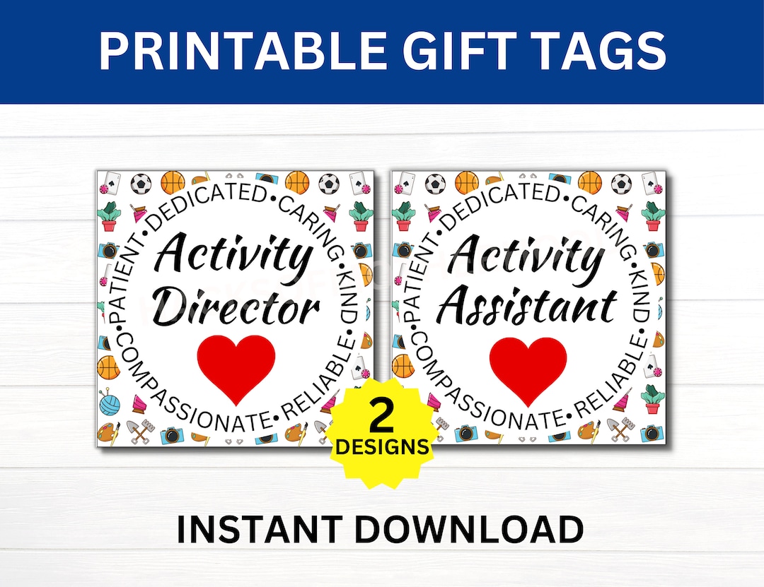 Activity Professionals Week Printable Gift Tags, Activity Director Gift ...