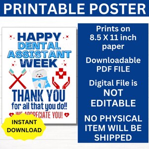Dental Assistant Week Bundle, Happy Dental Assistant Week Sign, Dental ...