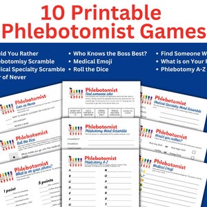 Phlebotomist Printable Game Bundle Phlebotomy Medical Games ...