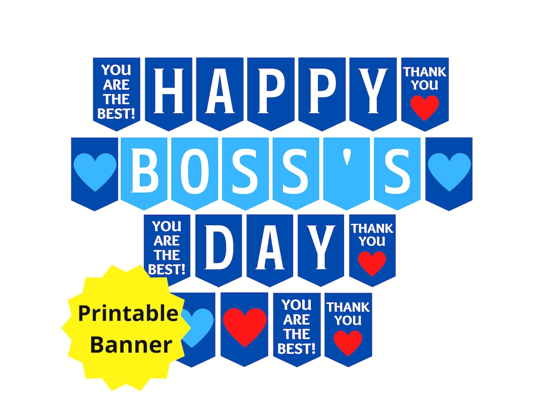 Boss's Day Printable Banner, Happy Boss's Day Sign, National Boss's Day ...