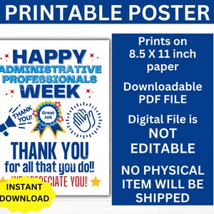 Administrative Professionals Day Printable Poster, Administrative ...