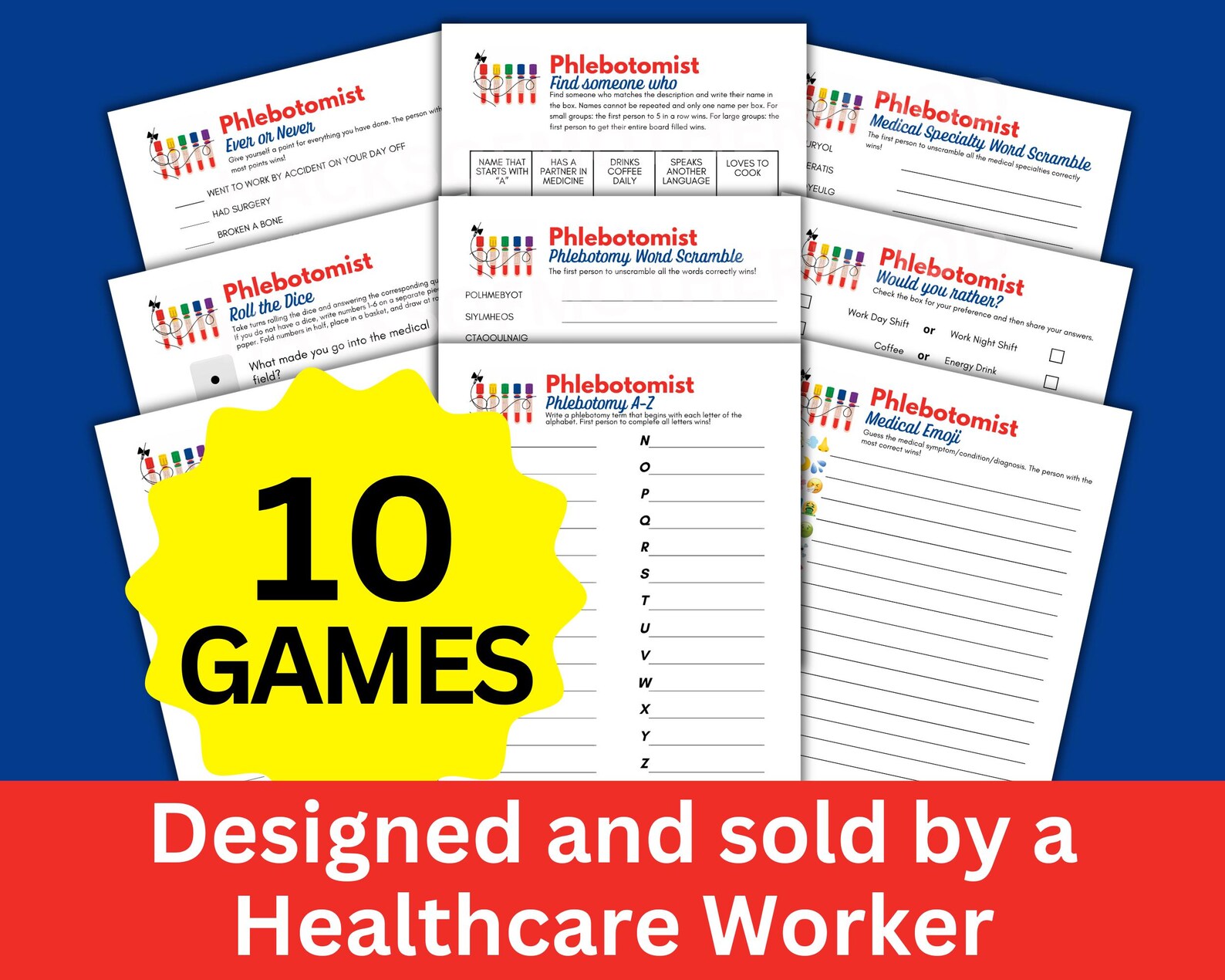 Phlebotomist Printable Game Bundle Phlebotomy Medical Games ...
