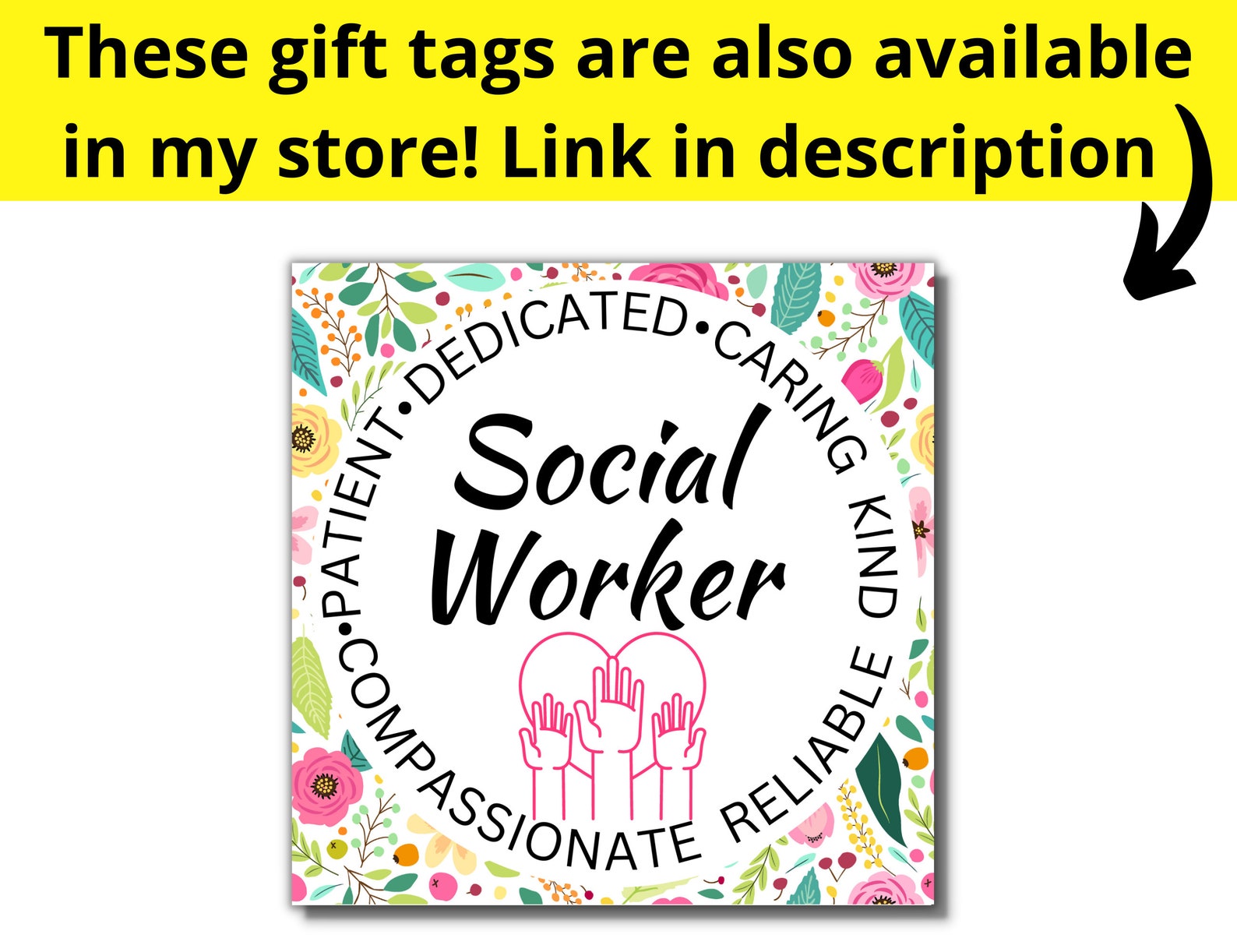 Social Worker Printable Gift Tag, Happy Social Work Week, Social Worker ...