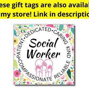Social Worker Printable Gift Tag, Happy Social Work Week, Social Worker ...