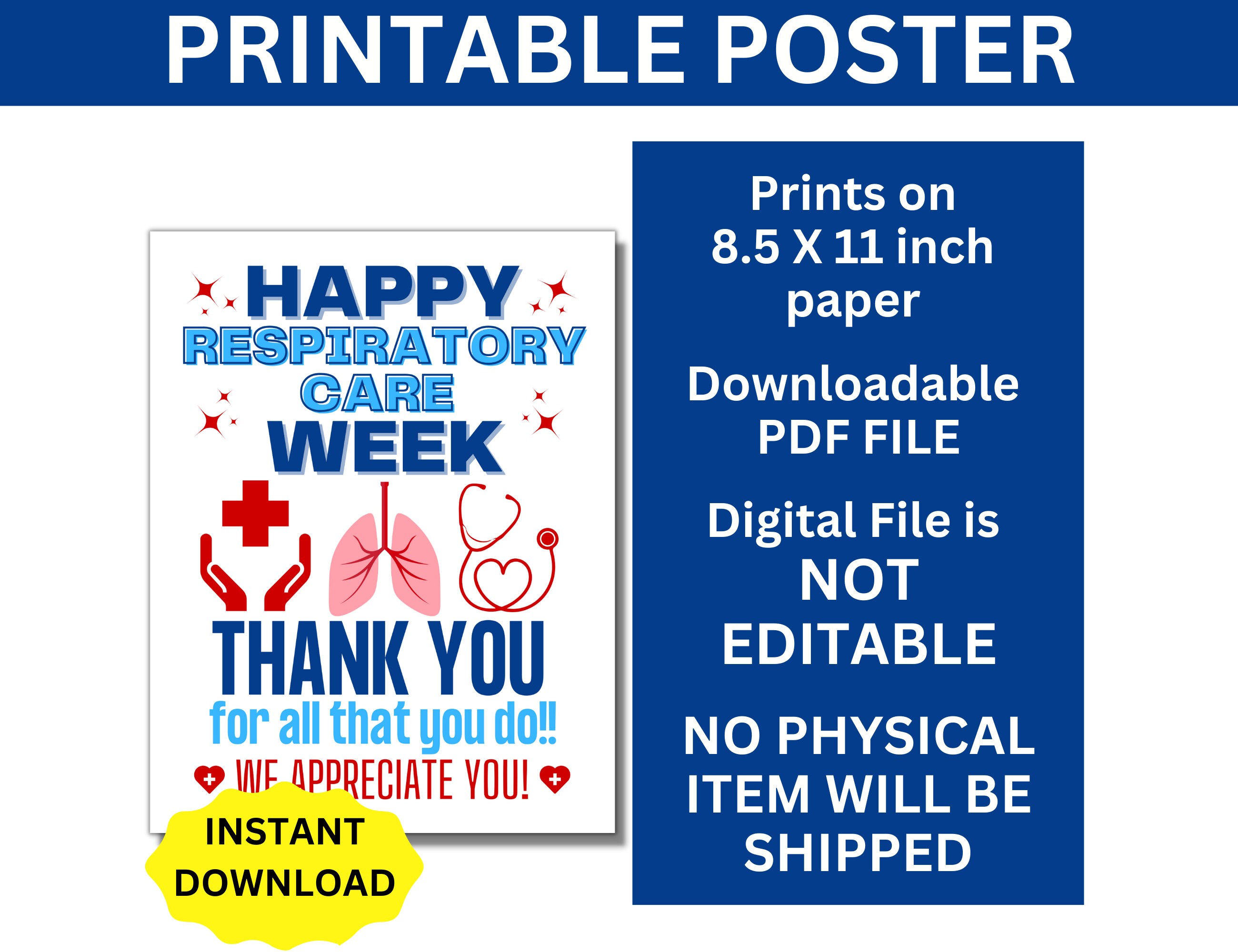 Respiratory Care Week Printable Poster, Happy Respiratory Therapist ...