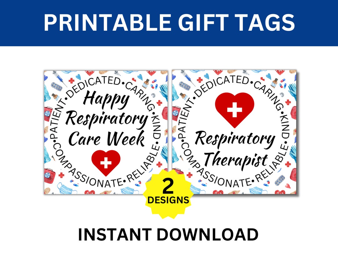 Respiratory Care Week Printable Gift Tags, Happy Respiratory Therapist ...