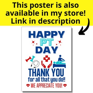 Physical Therapy Month Printable Poster, Happy PT Month Sign, Physical Therapist Appreciation ...