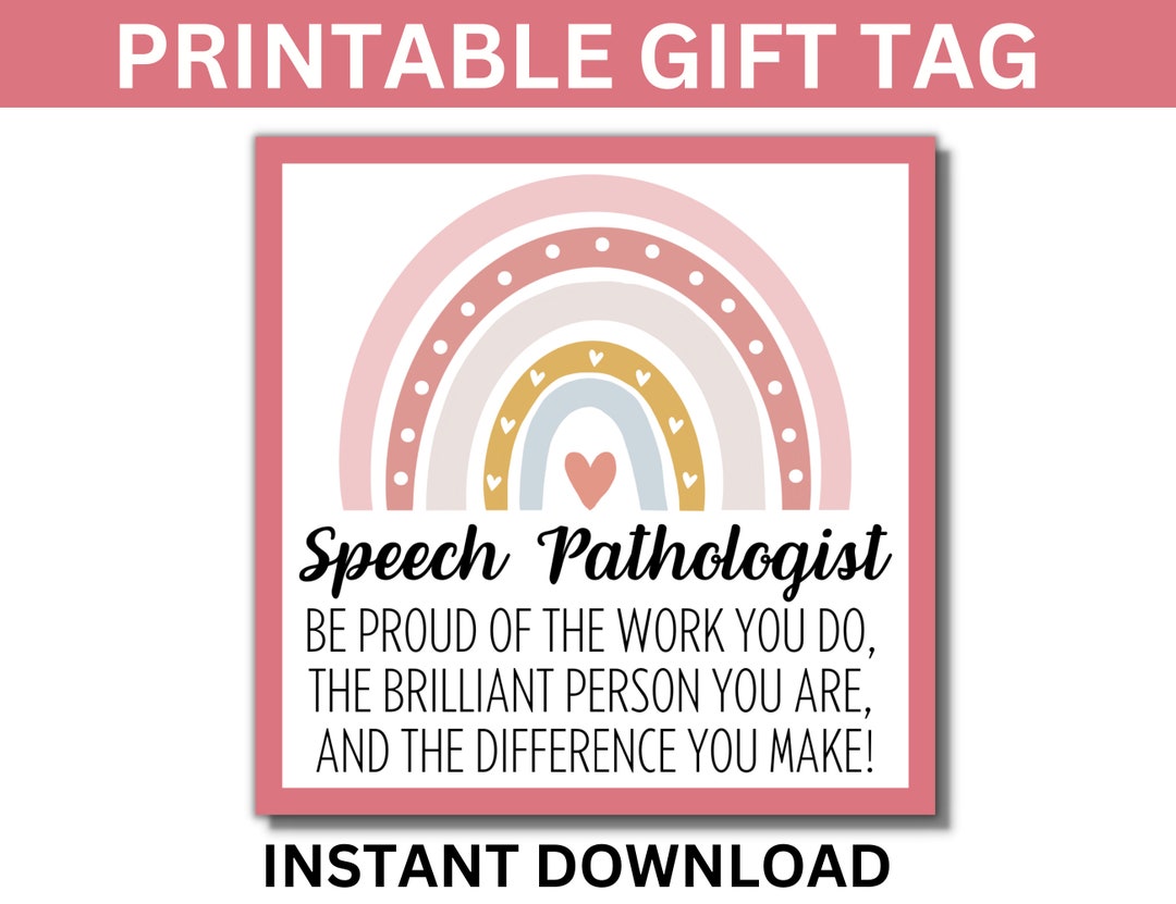 Speech Language Pathologist Printable Gift Tags, SLP Gift Tags, Speech ...