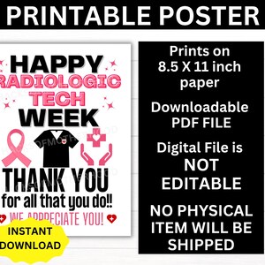 Radiologic Tech Week Printable Bundle, Radiology Tech Week, Pink Rad ...