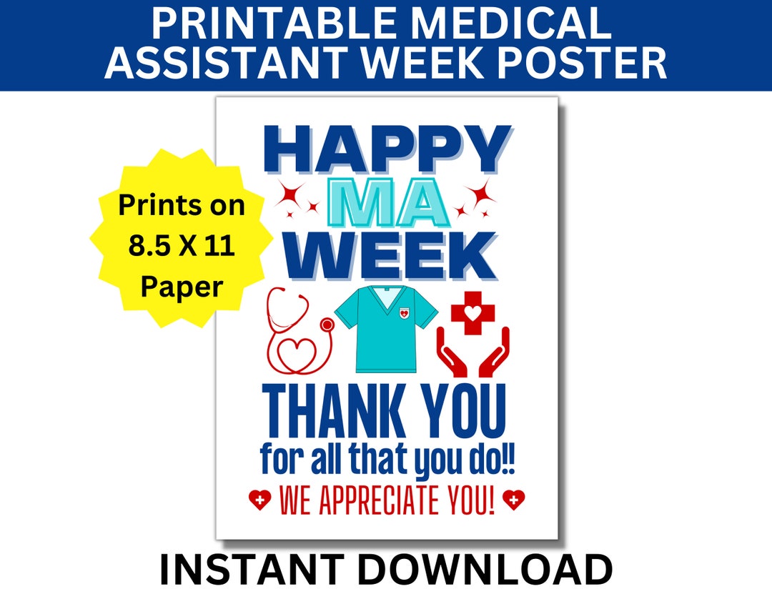 Medical Assistant Week Printable Poster, Happy MA Week Sign, Medical ...