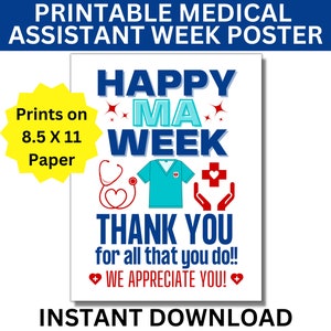 Medical Assistant Week Printable Poster, Happy MA Week Sign, Medical ...