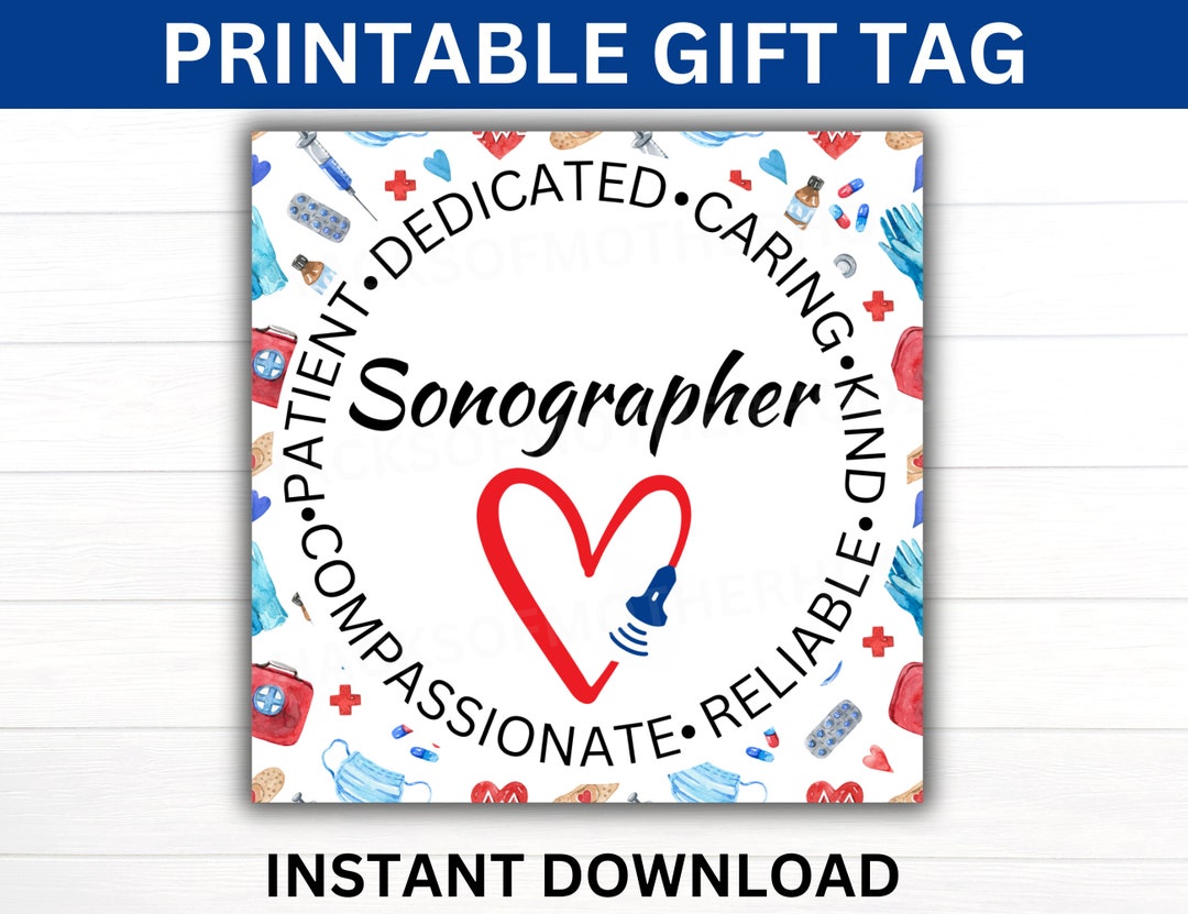 Sonographer Printable Gift Tag, Ultrasound Tech Gift, Sonography ...