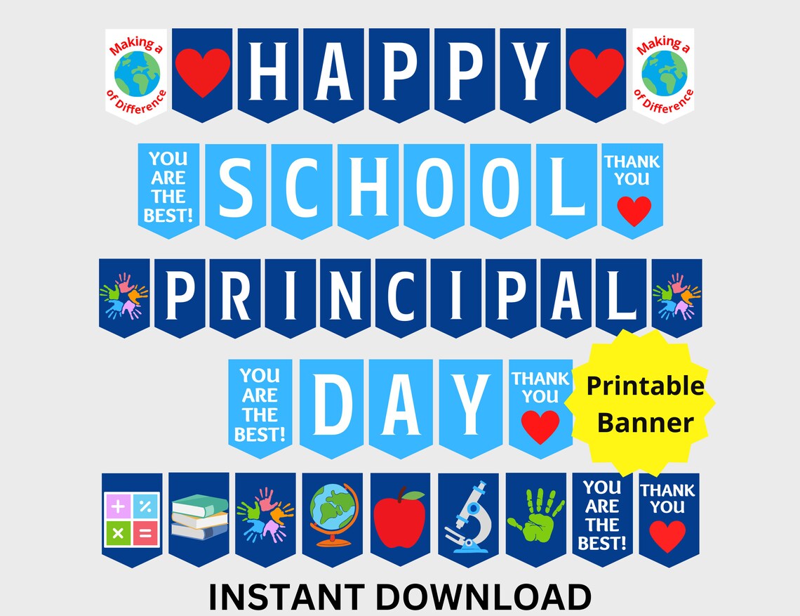 School Principal Day Printable Banner, School Principal Day Sign ...