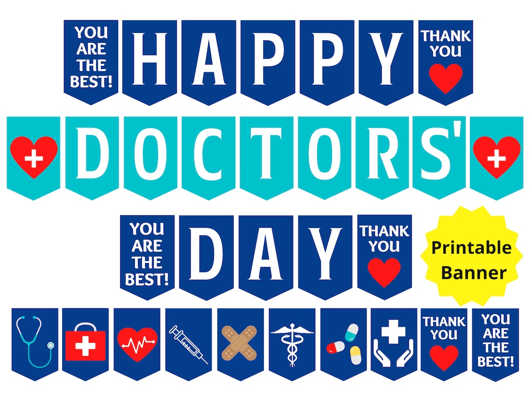 Doctors Day Printable Banner, Happy Doctors Day Sign, Doctor ...