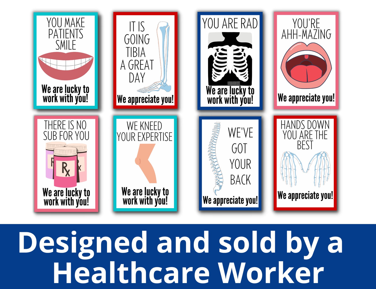 Funny Medical Appreciation Cards, 8 Pack Medical Pun Cards, Doctor ...