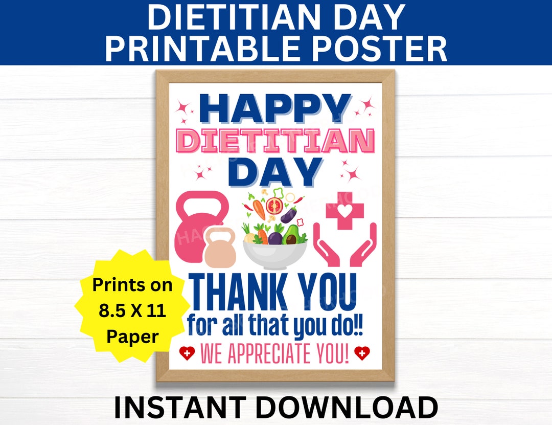 Dietitian Day Printable Poster, Happy Dietitian Day Sign, Registered ...