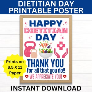 Dietitian Day Printable Poster, Happy Dietitian Day Sign, Registered ...