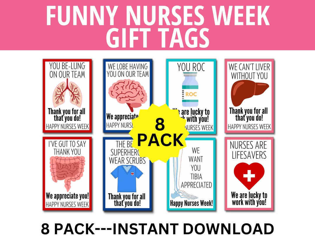 Nurses Week Printable Gift Tag Bundle, Nurses Week Gifts, Nurse ...