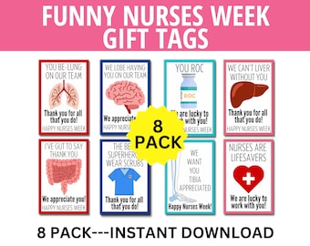 Nurses Week Printable Gift Tag Bundle, Nurses Week Gifts, Nurse ...