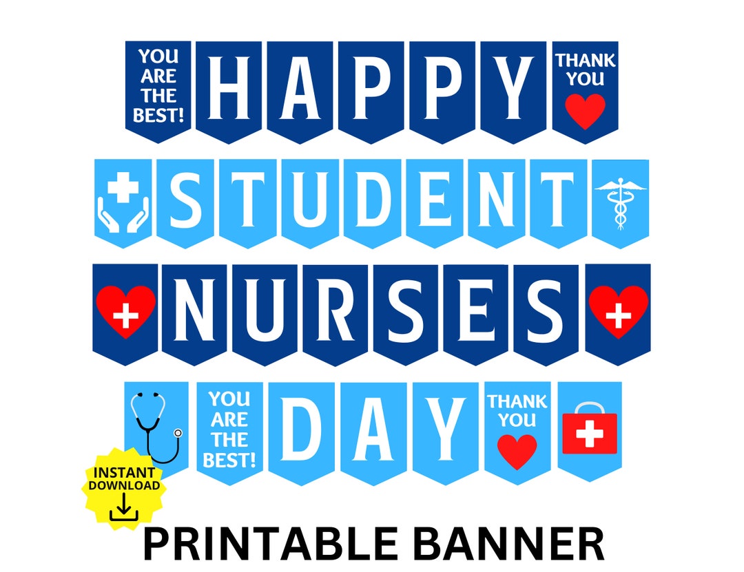 Student Nurses Day Printable Banner, Student Nurse Gift, Nurse Thank ...
