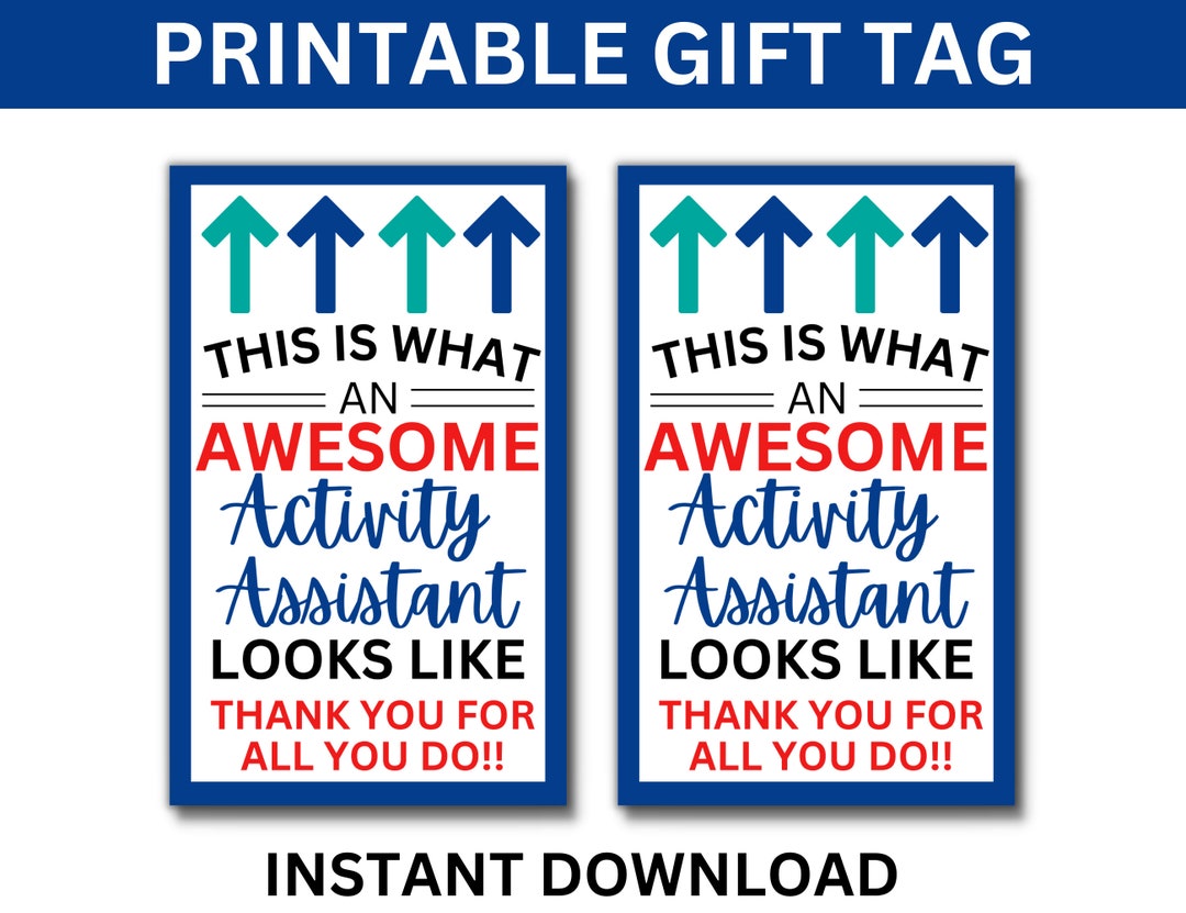 Activity Assistant Printable Gift Tags, Activity Professionals ...