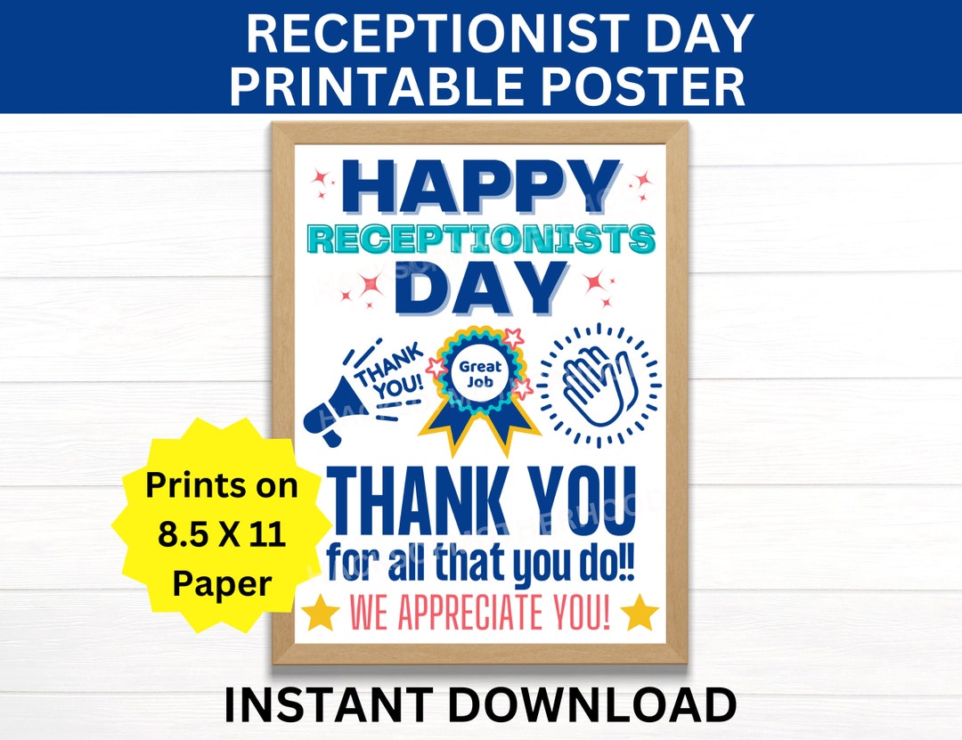 Receptionist Day Printable Poster, Receptionist Day Sign, Receptionist ...