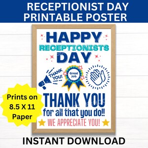 Receptionist Day Printable Poster, Receptionist Day Sign, Receptionist ...