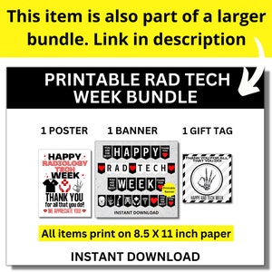 Radiologic Tech Week Printable Banner, Radiology Tech Week Sign, Rad ...