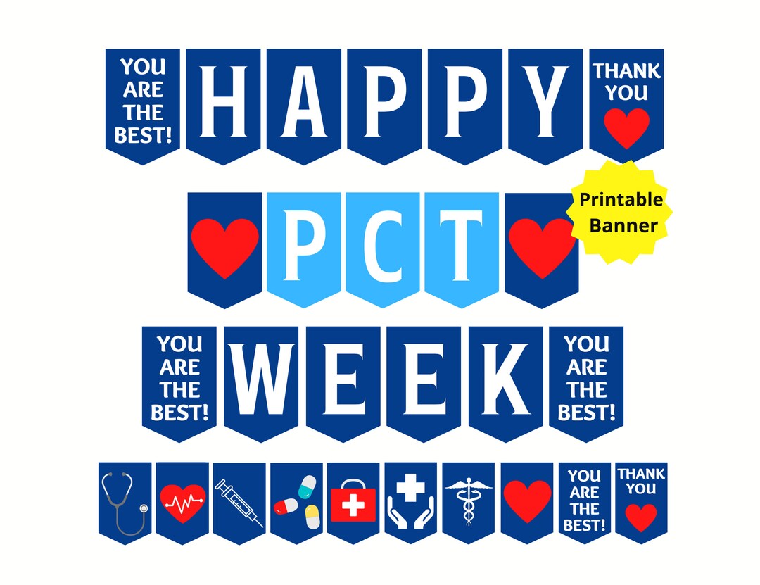 Patient Care Technician Week Printable Banner, Happy PCT Week Sign, PCT ...
