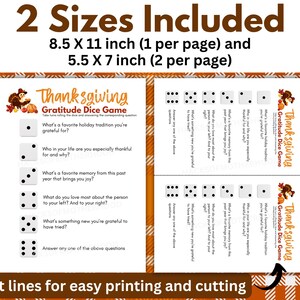 Thanksgiving Gratitude Dice Game Printable Thanksgiving Party Games ...