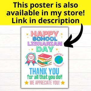 School Librarian Day Printable Banner, School Librarian Week Sign ...