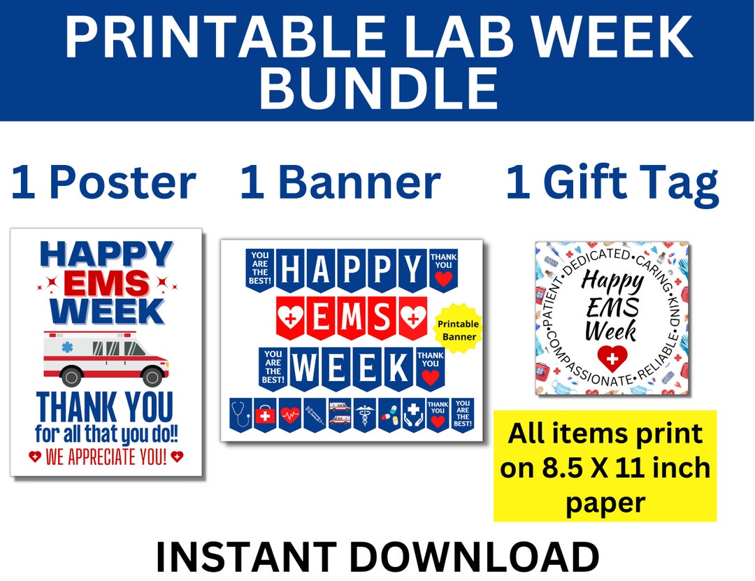 EMS Week Printable Bundle Emergency Medical Services Week - Etsy