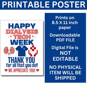 Dialysis Tech Week Printable Bundle, Dialysis Technician Week Sign ...