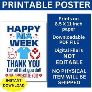 Medical Assistant Week Printable Poster, Happy MA Week Sign, Medical ...