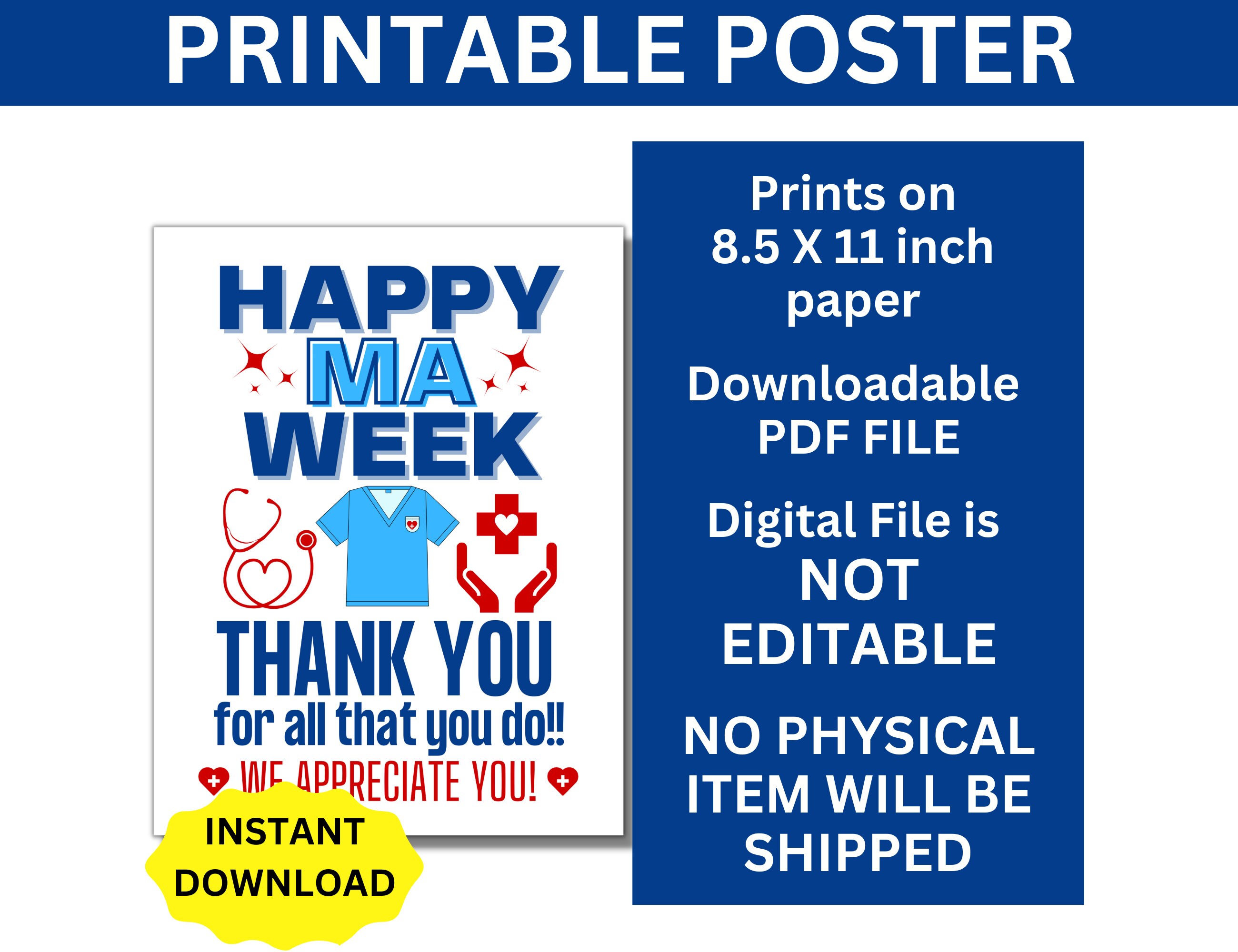 Medical Assistant Week Printable Poster, Happy MA Week Sign, Medical ...