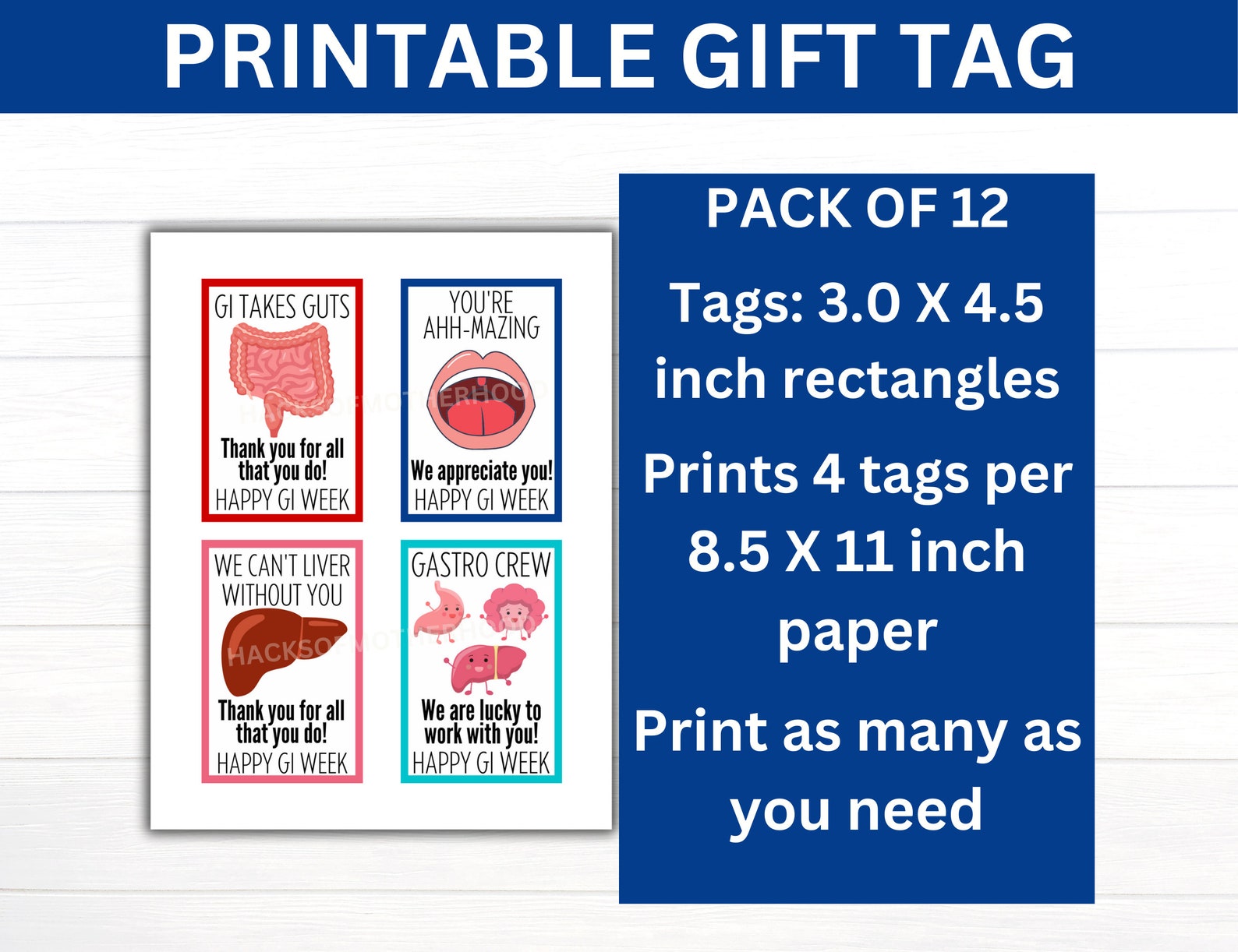 Funny GI Week Printable Gift Tag Bundle, Happy GI Nurses & Associate ...