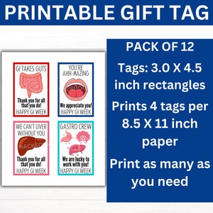 Funny GI Week Printable Gift Tag Bundle, Happy GI Nurses & Associate ...