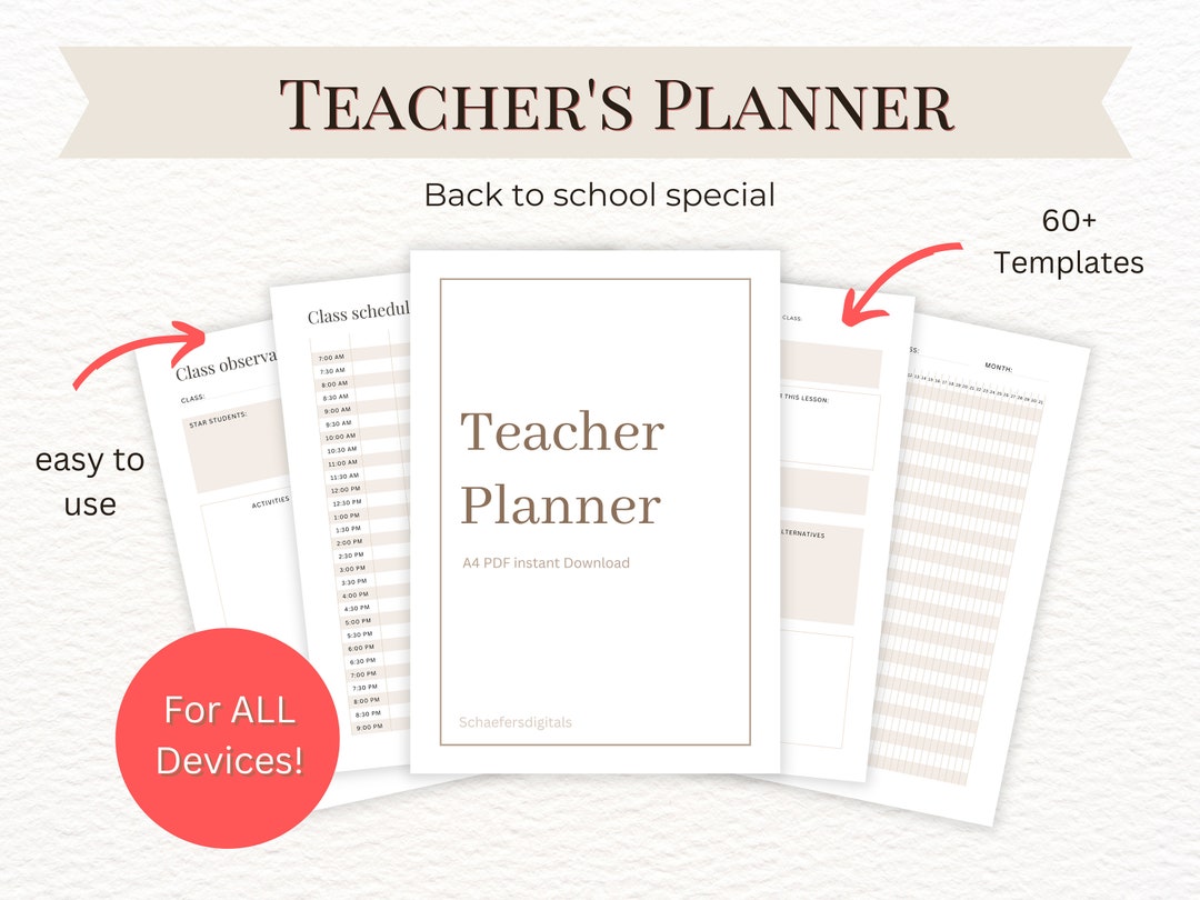 Teacher Planner Printable, Lesson Plan Template, Weekly, Monthly ...