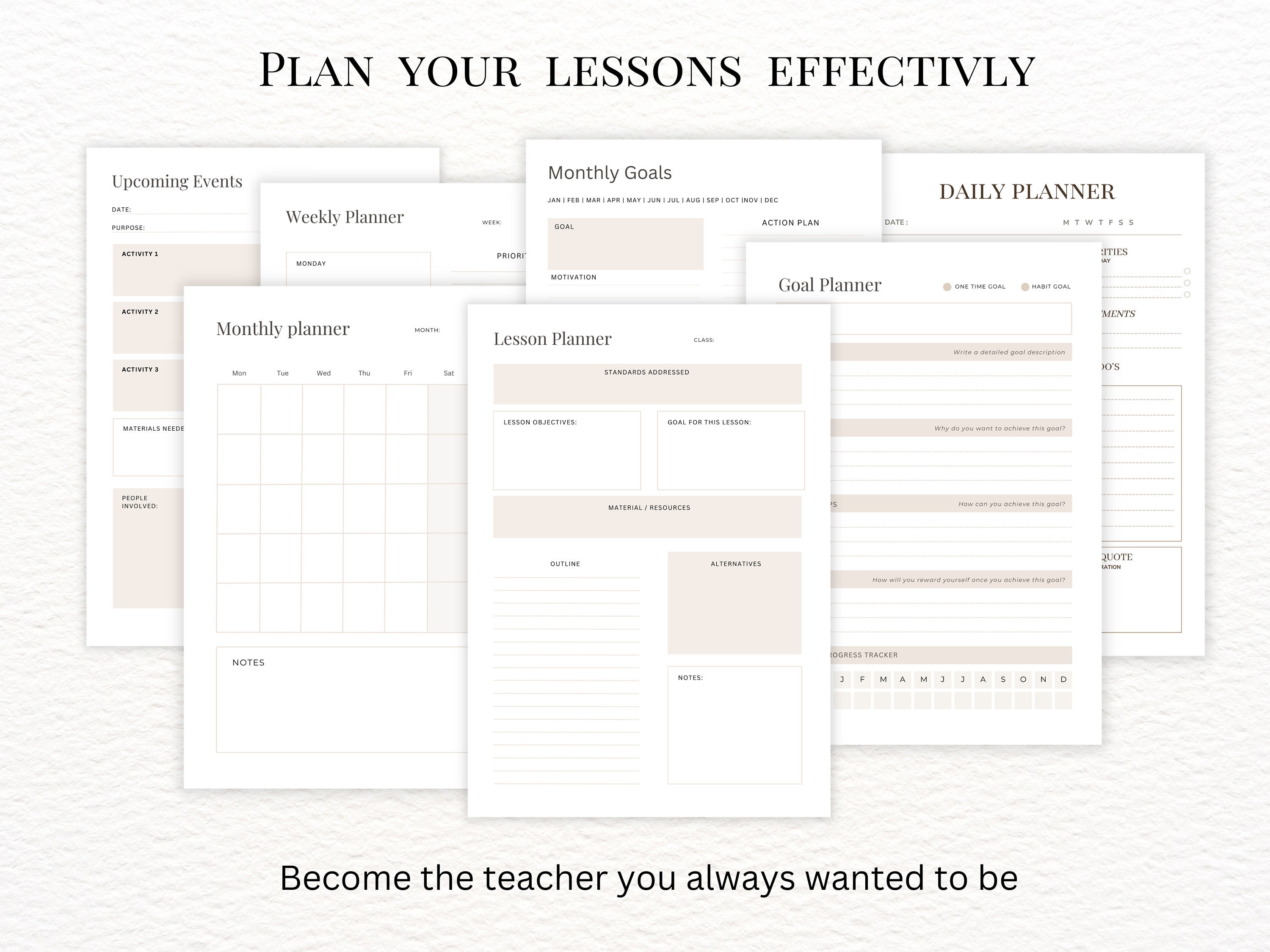 Teacher Planner Printable, Lesson Plan Template, Weekly, Monthly ...