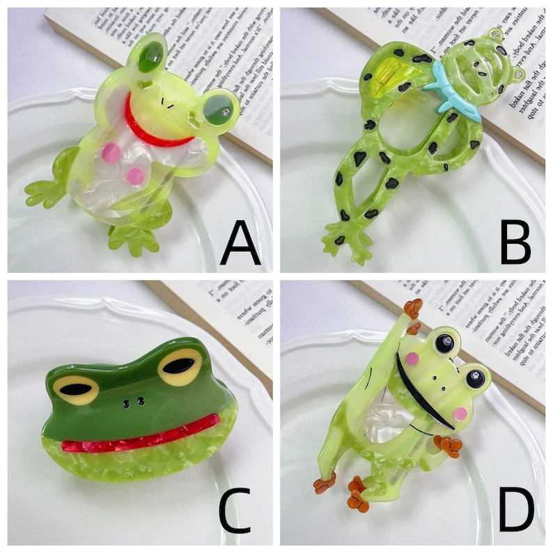 Frogs Claw Clips, Wildlife Hair Clips, Girlish Hair Claw Clip, Acetate ...
