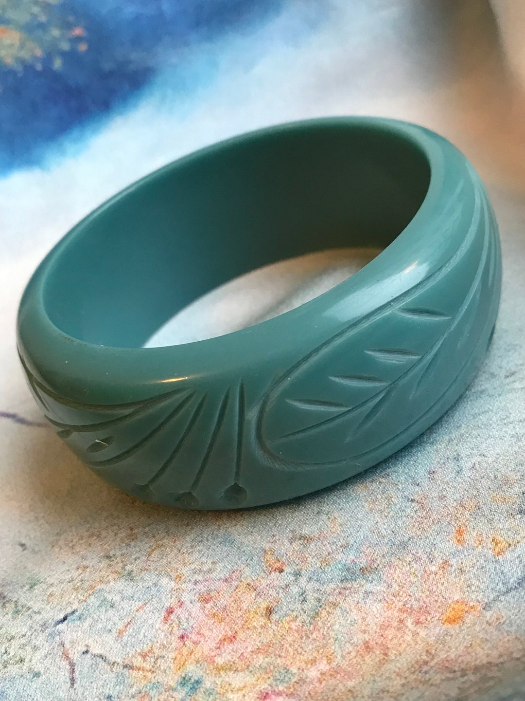 Vintage Catalin Bakelite Bracelet. Plastic Bracelet Ash Turquoise Color ...