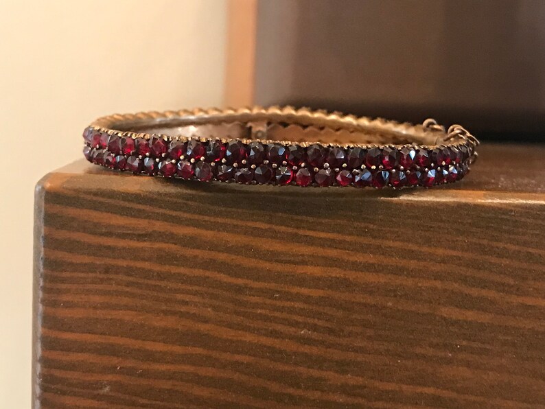 Biedermeier Bracelet Bohemian Garnet Pirop Czech Garnets. - Etsy