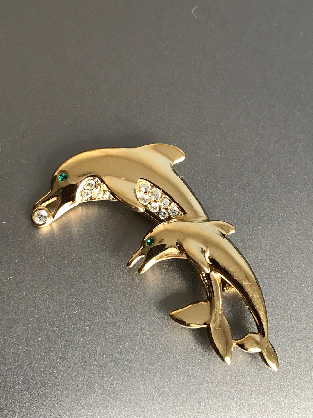 Vintage Dolphin Brooch by BJ (beatrix Jewellery), 1970s. Two Dolphins ...