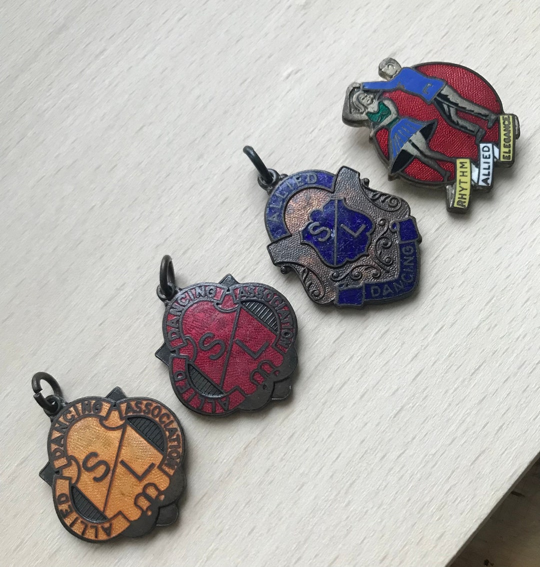 Vintage Enamel Dance Medals, Retro Pendant Allied Dancing Association ...