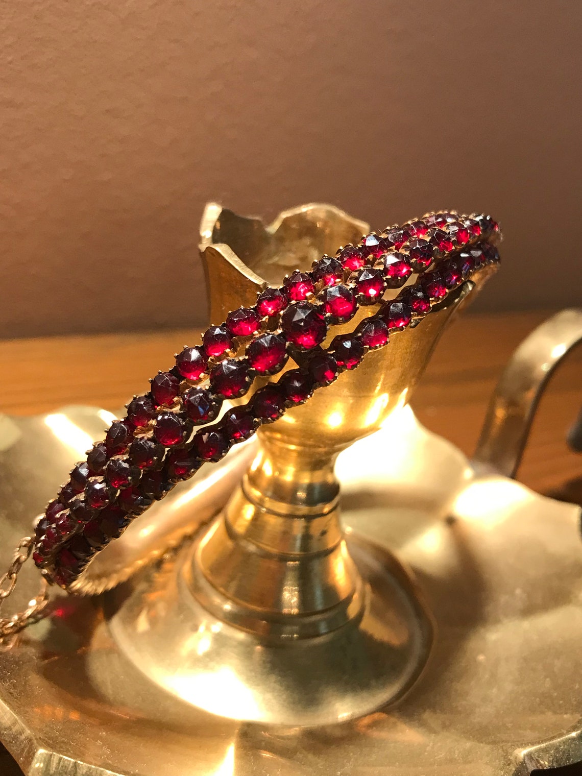 Biedermeier Bracelet Bohemian Garnet Pirop Czech Garnets. - Etsy