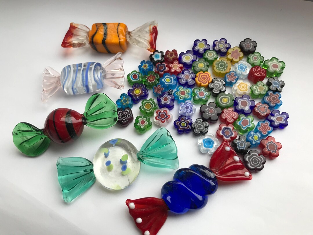 Vintage Murano Glass Milifiori Candy and Beads. Glass Items for Home ...