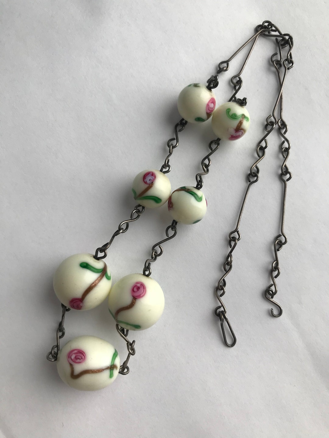 Vintage Necklace Venetian. Lampwork Glass Beads, Italy 20s - Etsy