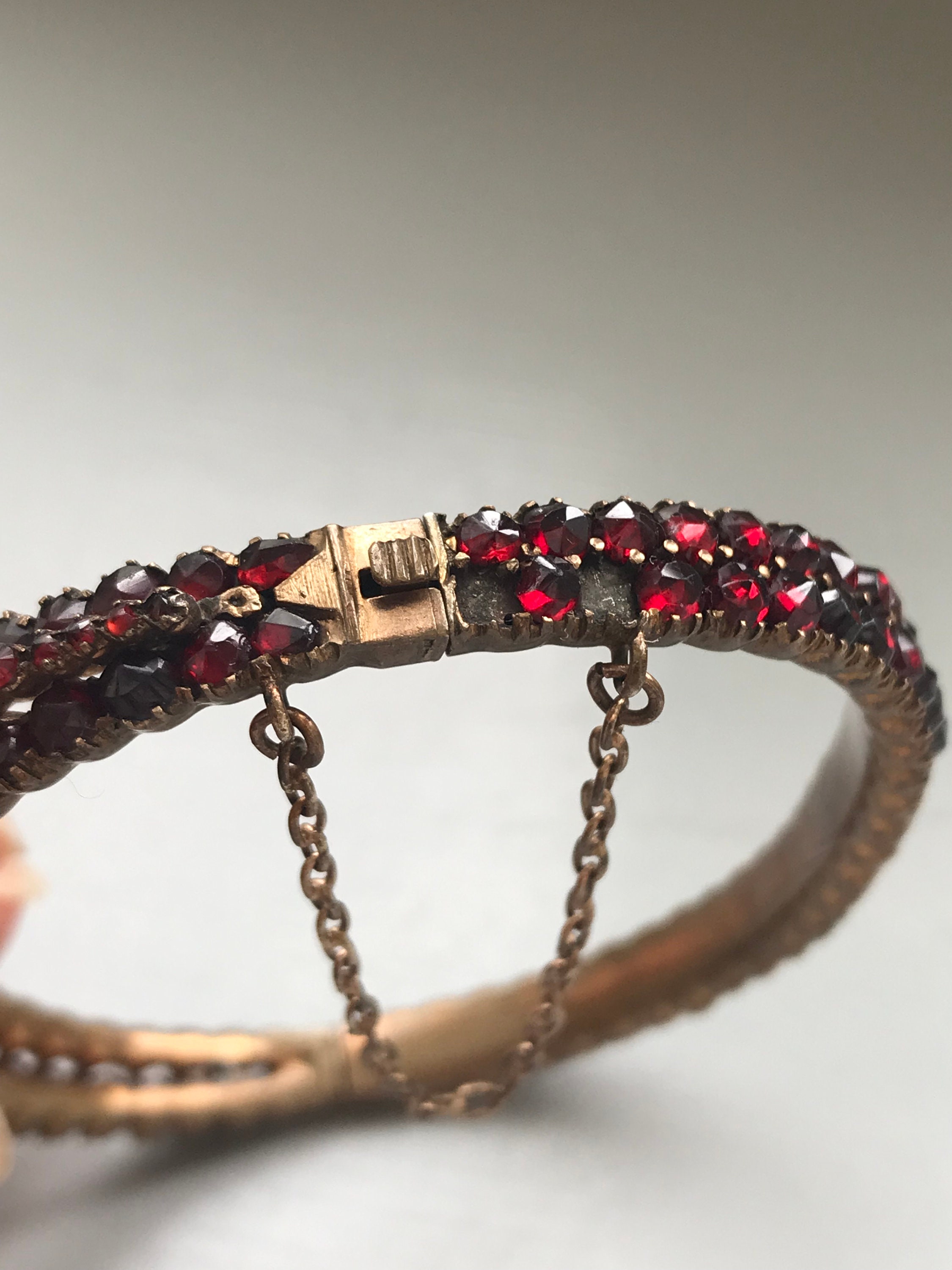 Biedermeier Bracelet Bohemian Garnet Pirop Czech Garnets. - Etsy